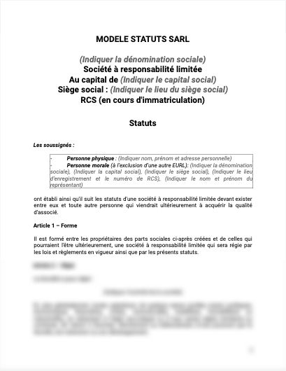 Statuts SARL - document et modèle à télécharger